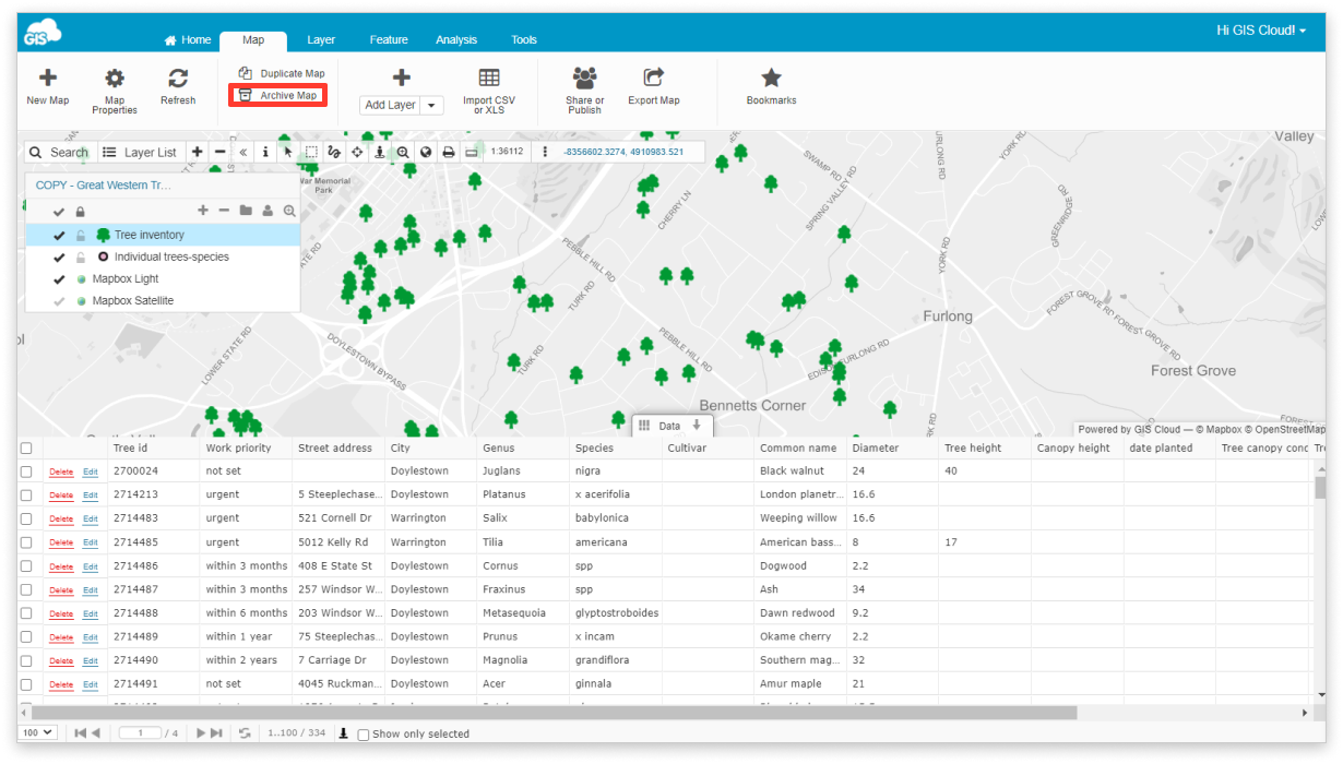 How to delete and restore a map/project? – GIS Cloud Learning Center
