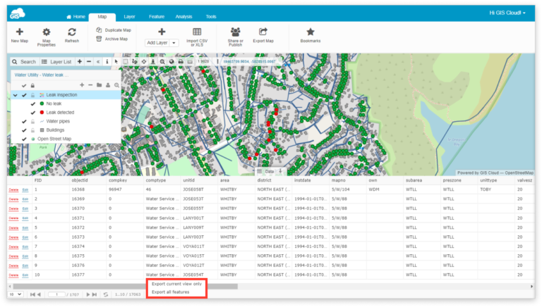 How To Export Attribute Data Gis Cloud Learning Center