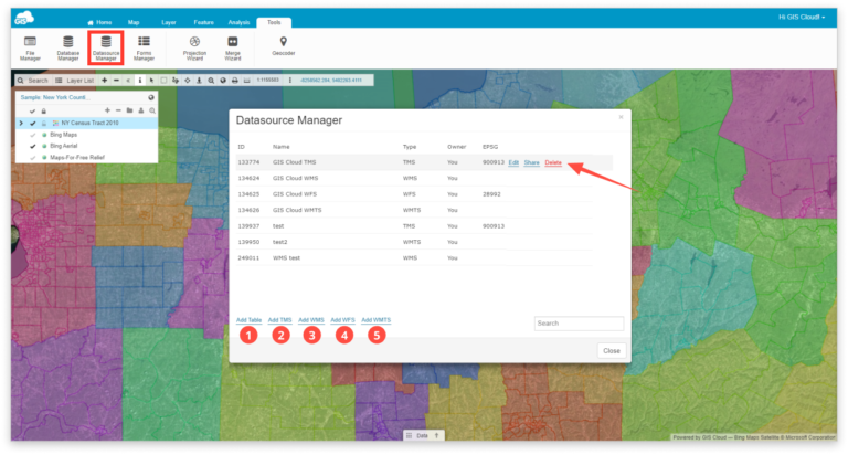 Datasource Manager Gis Cloud Learning Center
