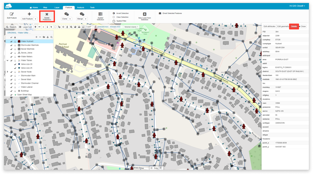 Delete Feature Gis Cloud Learning Center 