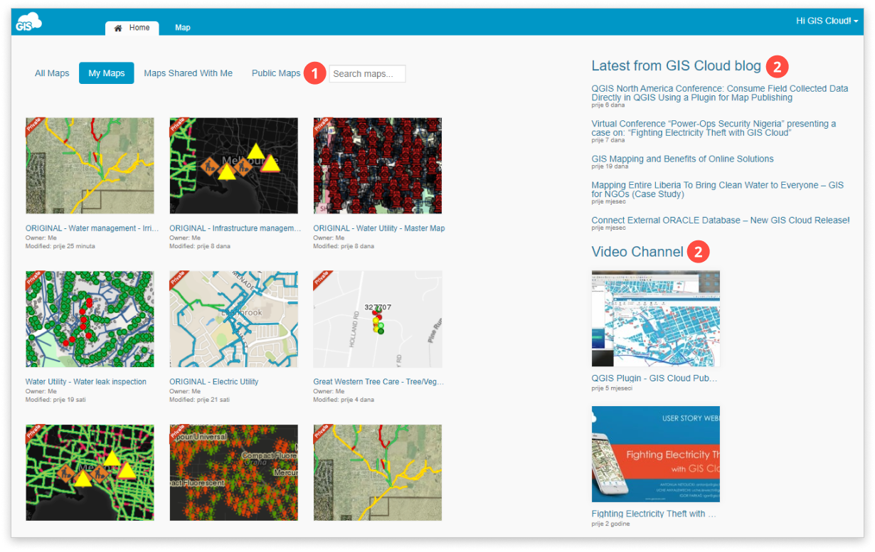 Home tab in Map Viewer – GIS Cloud Learning Center