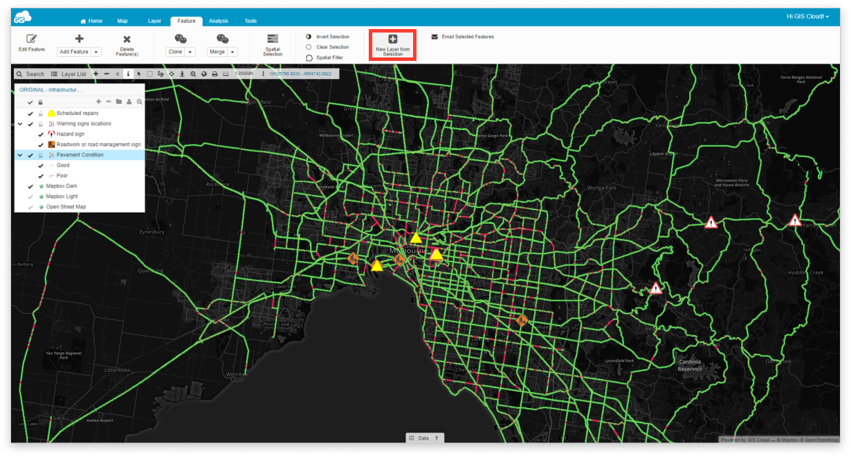 New Layer From Selection Gis Cloud Learning Center