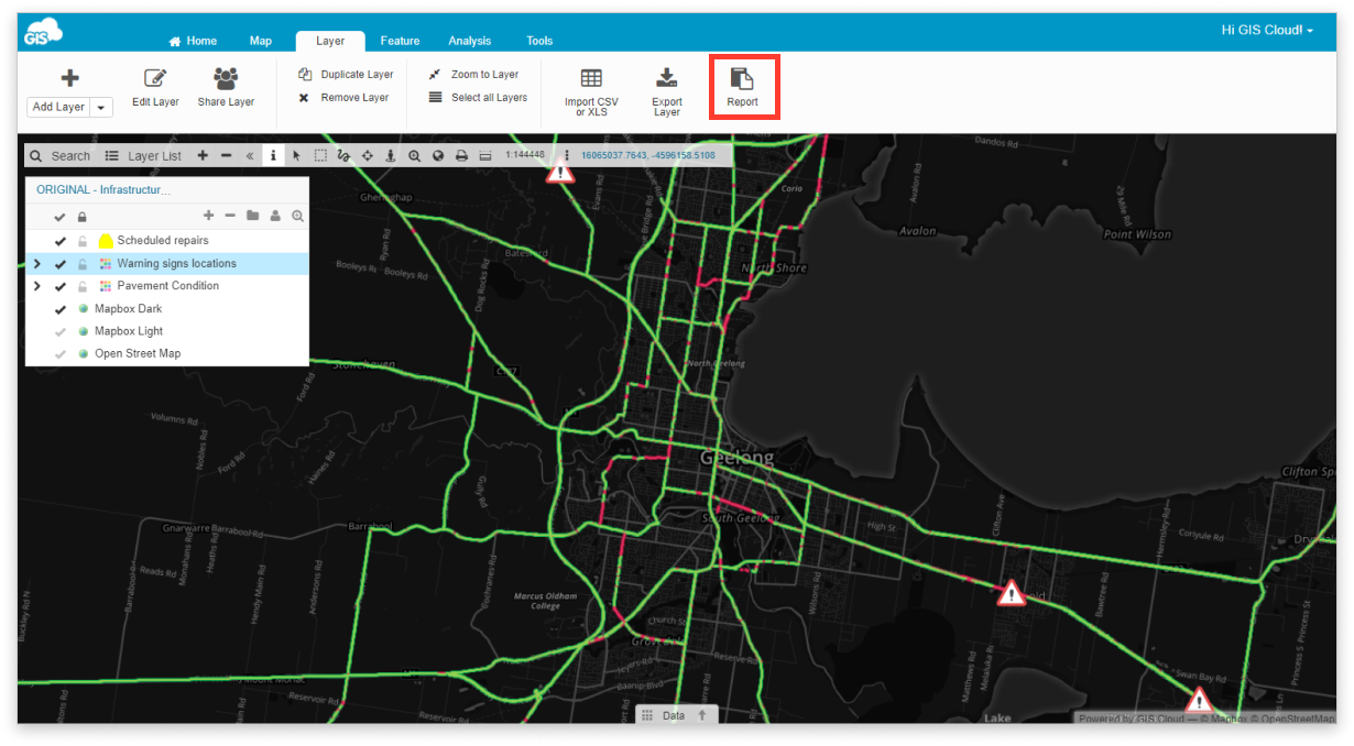 Report in Map Editor – GIS Cloud Learning Center