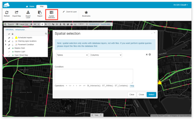 Spatial Selection in Map Viewer – GIS Cloud Learning Center