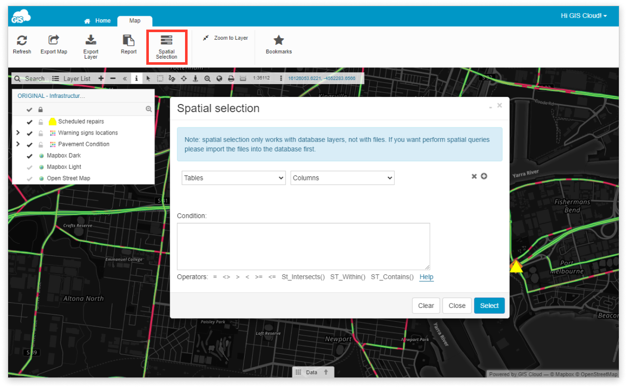 Spatial Selection in Map Viewer – GIS Cloud Learning Center