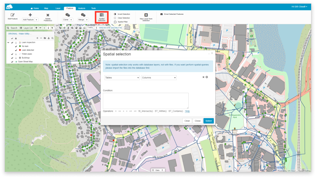 Spatial Selection in Map Editor – GIS Cloud Learning Center