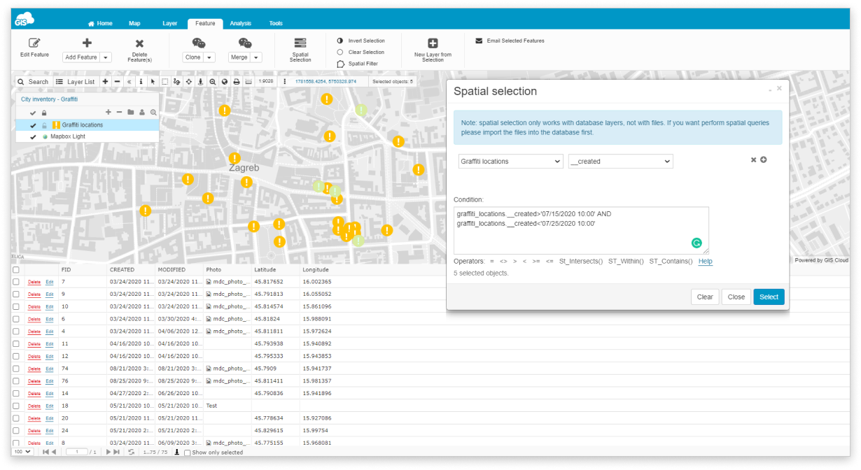 Spatial Selection examples – GIS Cloud Learning Center