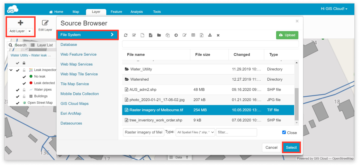 How to add rasters on the map? – GIS Cloud Learning Center