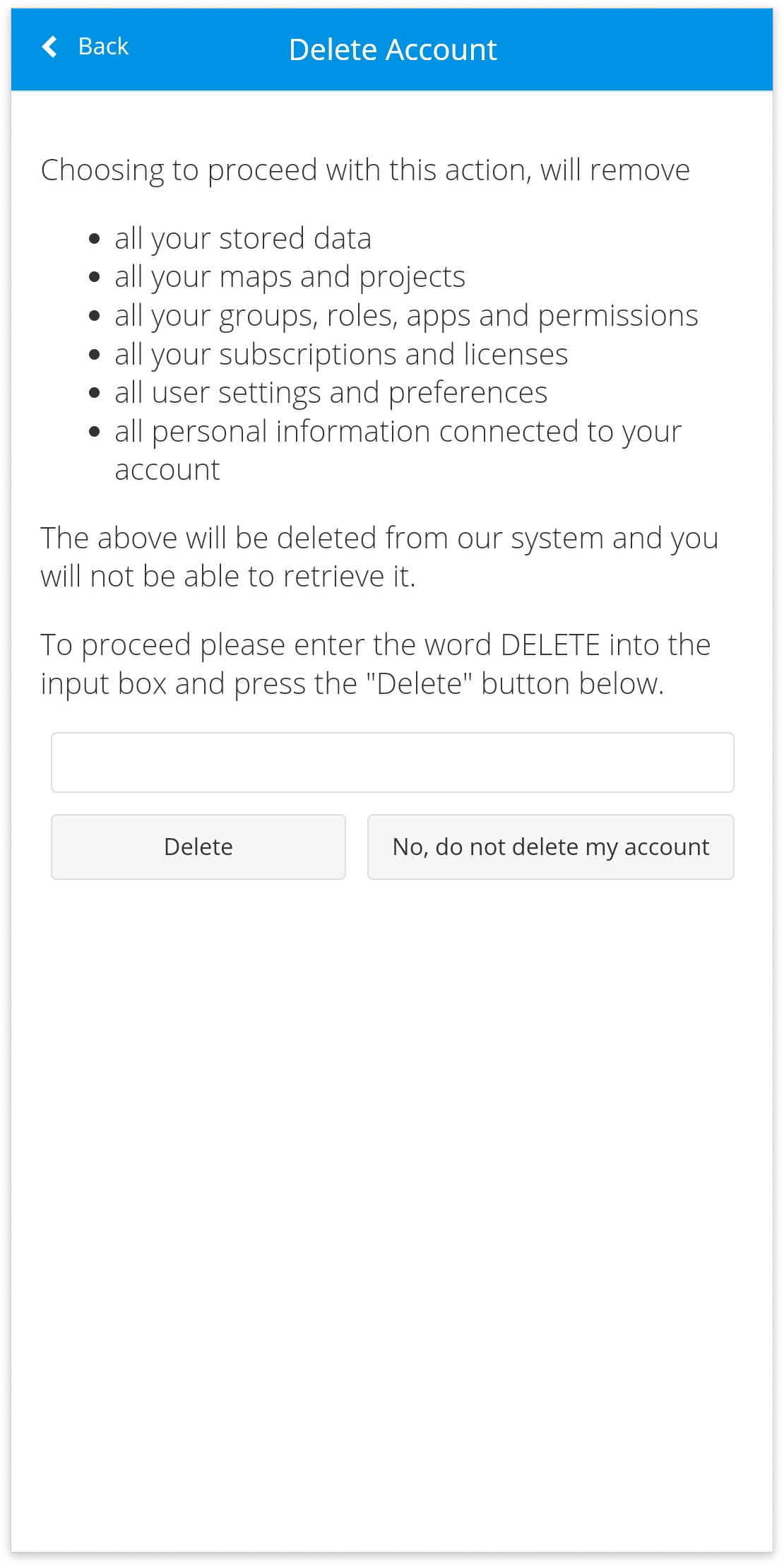 How to delete an account? – GIS Cloud Learning Center