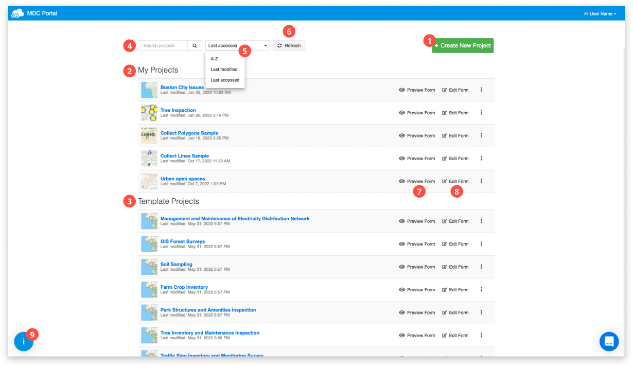 List of projects page – GIS Cloud Learning Center