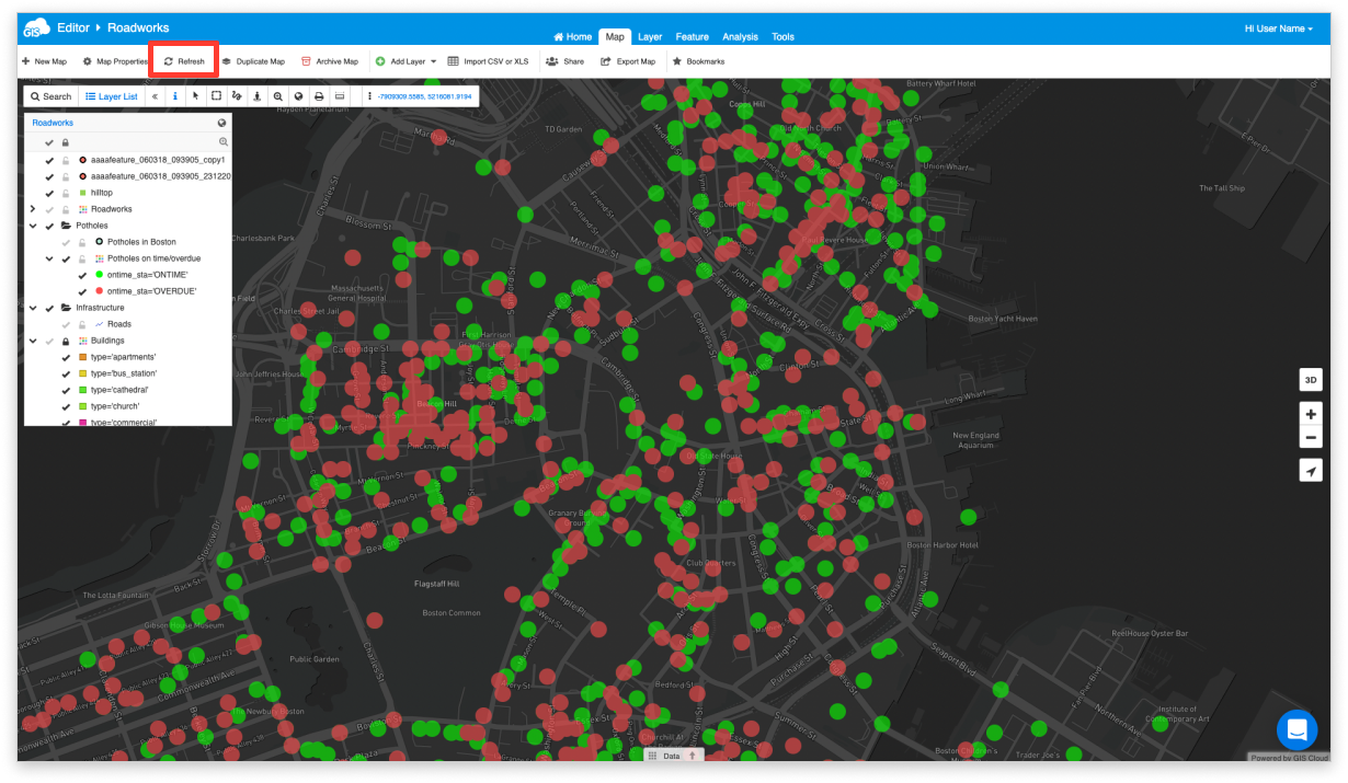 Refresh In Map Editor Gis Cloud Learning Center