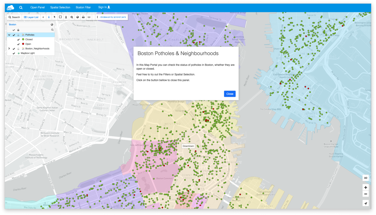 How to add a ‘Close’ button to your panels – GIS Cloud Learning Center
