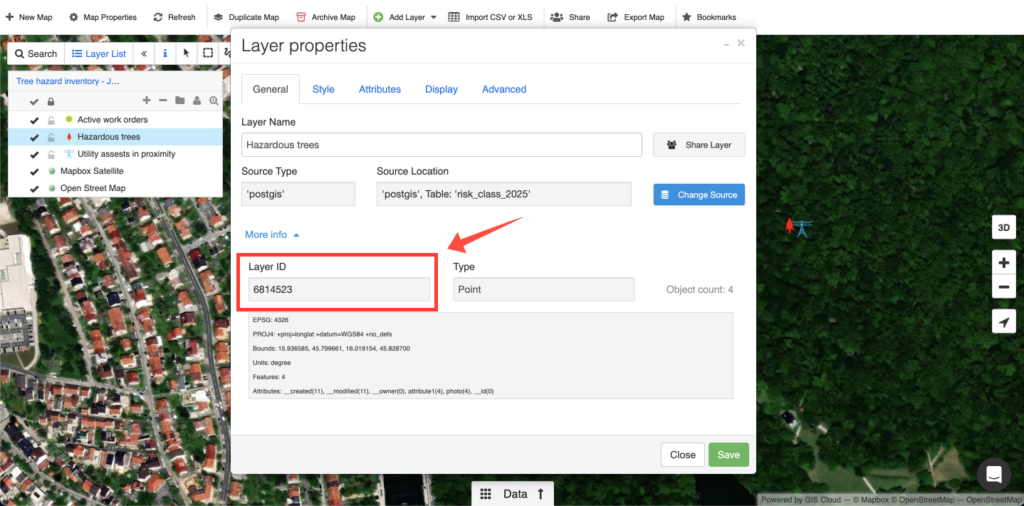 How to find the map and layer IDs – GIS Cloud Learning Center